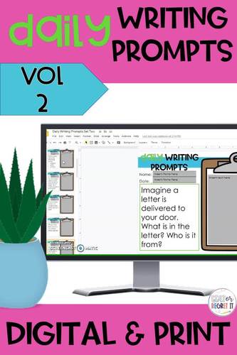 Daily Writing Prompts Digital and Print Volume 2 Distance Learning