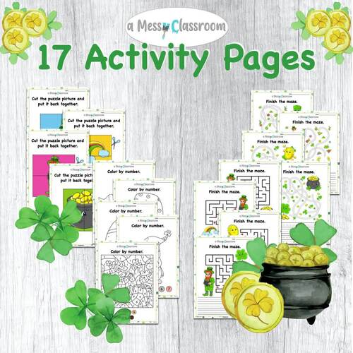 St Patrick’s Day Coloring Pages & Activity Pages Leprechauns Shamrocks ...
