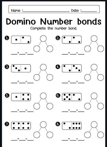 Domino Activities | Number Bonds - Missing Addends - Practice Worksheets