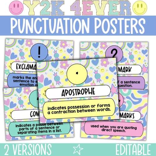 Editable Punctuation Posters / English Posters / Retro Classroom Decor