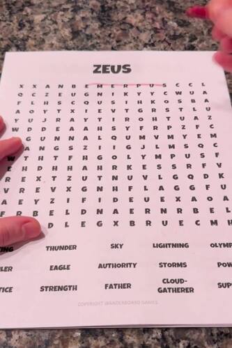 Greek Mythology Zeus Word Search Puzzle Worksheet Activity by ...