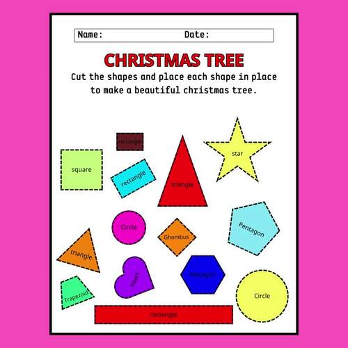 Christmas Tree Shape Craft, Geometry Activity, Cut & Paste Shapes ...