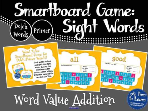 Sight Word Addition Game: Dolch Primer Words (Smartboard/Promethean Board)