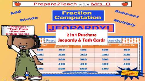 Jeopardy - 5th Grade Fraction Computation (2 in 1 Game) | TPT