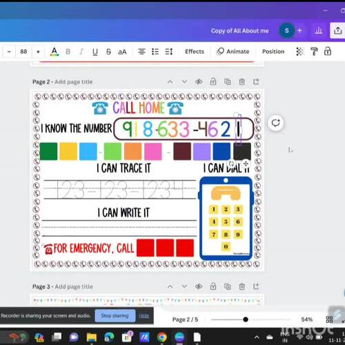 Editable Name,Phone Number,Address, Birthday,All about me activity Template