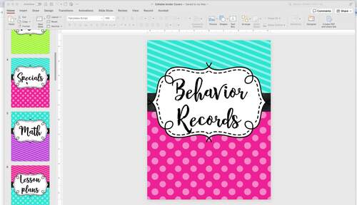 Editable BRIGHT Binder Covers and Spines - Easy to Edit in Power Point