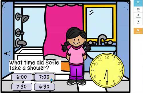 Telling Time to the Hour and Half Hour Boom Cards - 1st Grade, 1.MD.B.3