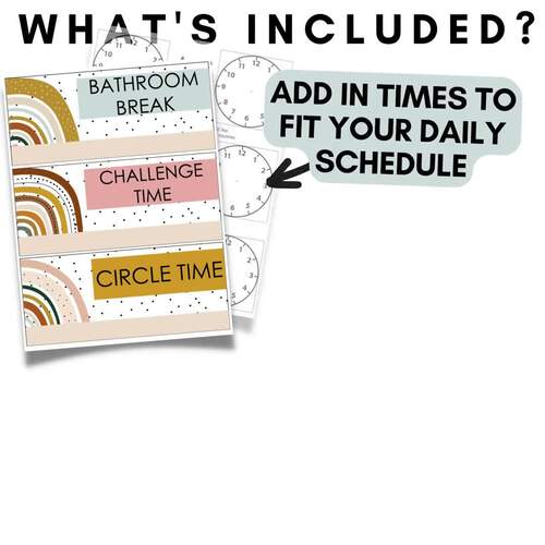 Boho Rainbow Schedule Cards | Editable | TPT