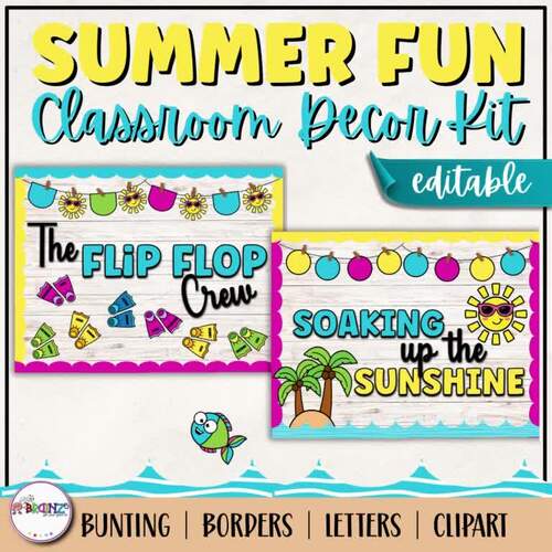 Summer Bulletin Board Kit | Editable Classroom & Door Decorations by ...