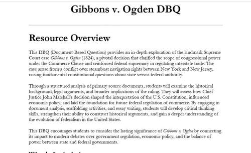 Gibbons v. Ogden DBQ by PBL History & Civics | TPT