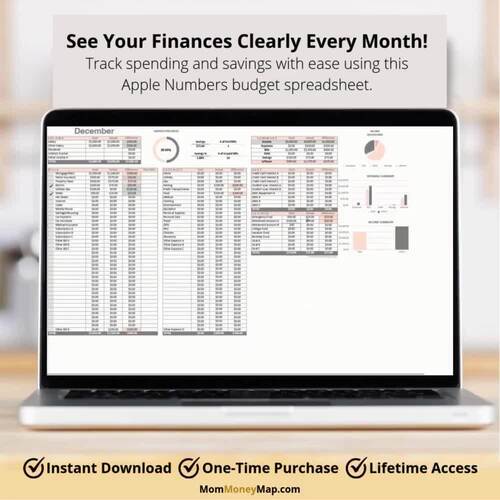 Monthly and Annual Summaries Budget Apple Numbers Spreadsheet - extended