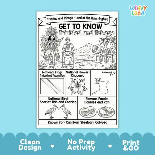 Trinidad and Tobago Country Study Geography Coloring Page Worksheet ...