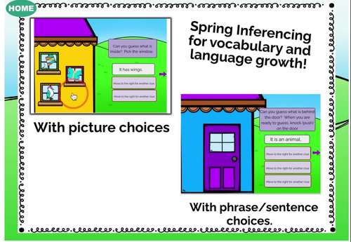 Spring into inferencing & WH questions Boom Cards™ a NO PREP activity