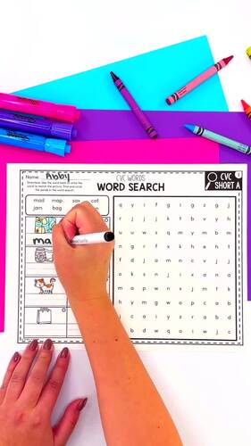 Short Vowel Worksheets Phonics Word Searches for CVC Words, Digraphs ...