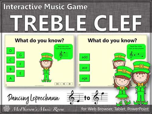 St. Patrick's Day Music Treble Clef Notes Interactive Music Game ...