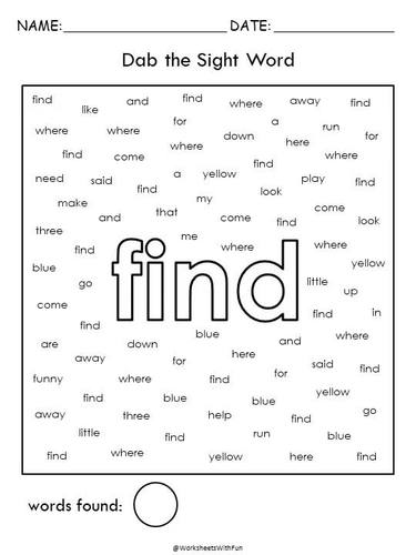 Sight Words Worksheets, Word Searches, Sight Word Practice ...