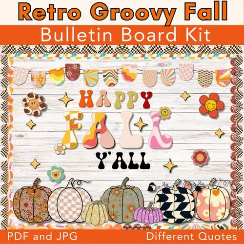 Retro Groovy Fall Bulletin Board -November Bulletin Board Pumpkin ...