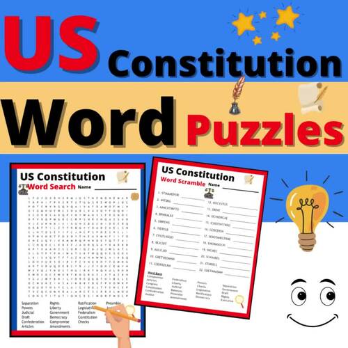 US Constitution Word Search Puzzles Activity Resource Trivia No Prep ...