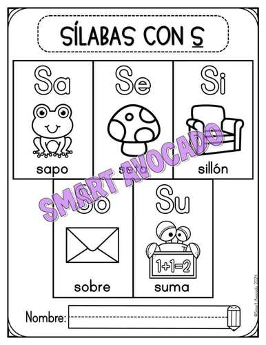 Sílabas con la letra S Actividades Práctica - Sa Se Si So Su Worksheets ...