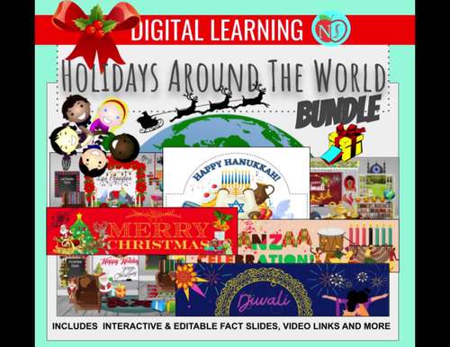 HOLIDAYS AROUND THE WORLD Classroom BUNDLE | FACT slides/HOLIDAY HATS ...