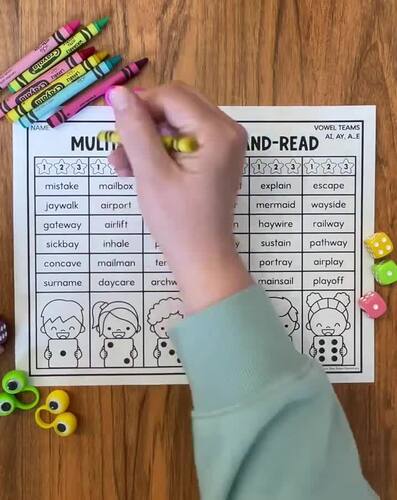 Multisyllabic Roll and Read 6 syllable types CVC Vowel Teams First ...