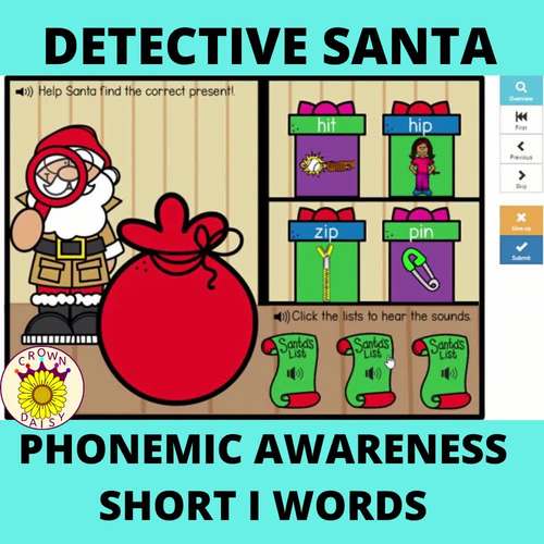 Christmas Detective Santa Blending Short I CVC Words Boom Cards™ by ...
