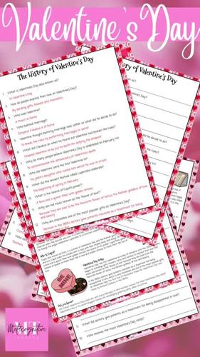 History of Valentine's Day Reading Comprehension Worksheets | TPT