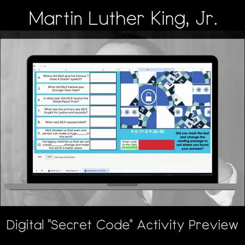 Martin Luther King, Jr., Digital "Secret Code" Activity, 3rd-6th Grades