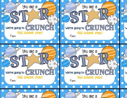 Star Crunch Cookie Beginning of Year Gift Tag-You're a STAR! We're ...
