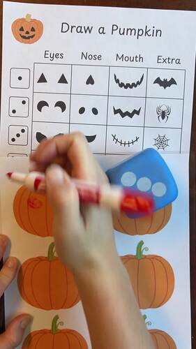 Halloween Draw A Pumpkin Dice Game Number Counting Matching Recognition
