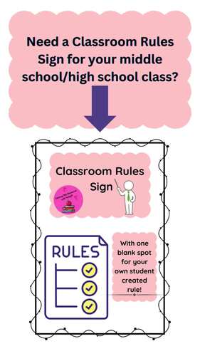 Classroom Rules Poster/Sign for Middle School and High School | TPT