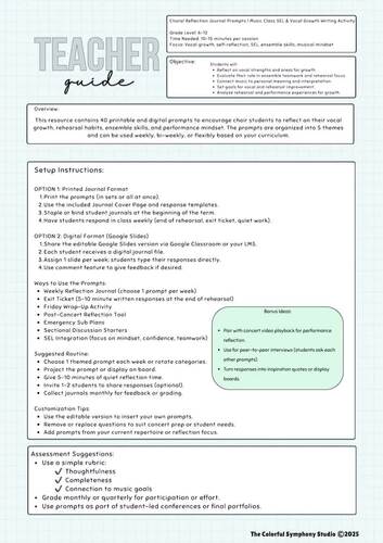 Choral Reflection Journal Prompts – 40 prompts by The Colorful Symphony ...