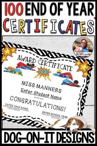 End of Year Award Certificates Editable Superhero | TPT