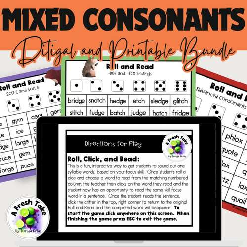 Mixed Advanced Consonant Roll & Read |Phonics Games| Digital ...