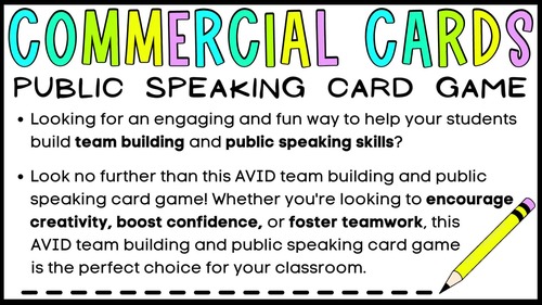 AVID Public Speaking Card Game Activity - Commercial Cards by Teach ...