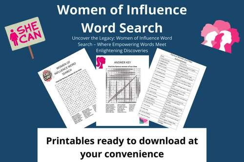 Women's History Month- Notable Women Word Search Challenge | TPT