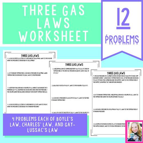Three Gas Laws Worksheet - Answer Key Included - Distance Learning