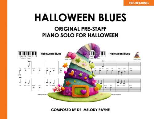 Halloween Blues Pre-Staff Halloween Piano Sheet Music Solo for Beginners