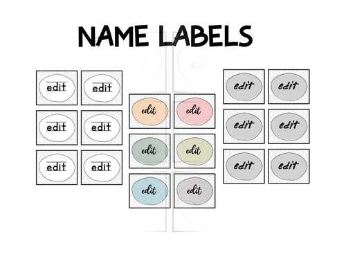 Printable Boho Name Labels, Editable Name Tags, Center Labels, Cubby Tags