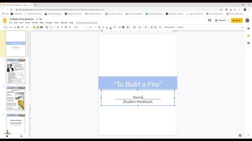 To Build a Fire Short Story Literature Guide Unit, Lesson Plan, Activities