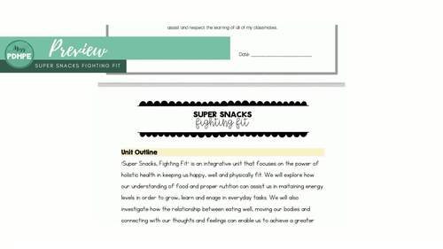 PDHPE Stage 4 Unit - Super Snacks, Fighting Fit by Miss PDHPE | TPT