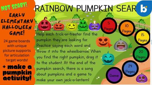 Pumpkin Search Z Articulation Boom Cards Game for Speech Therapy