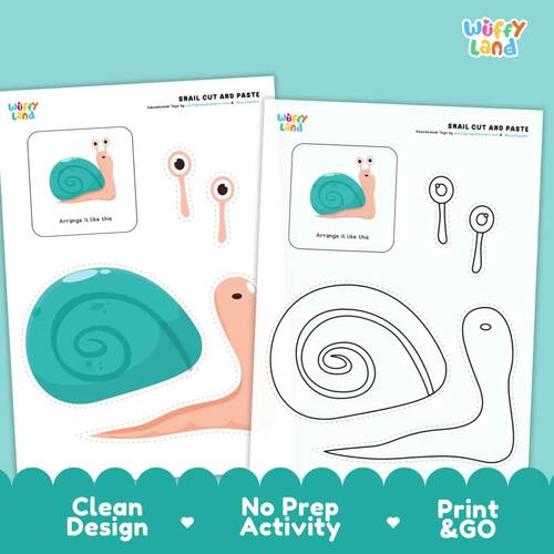 Snail Craft Cut and Paste & Coloring Pages | Bug Insect Spring Activity