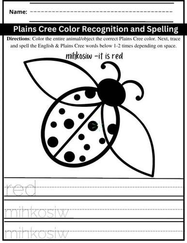 Plains Cree Colors Recognition, Tracing and Spelling No Prep | TPT