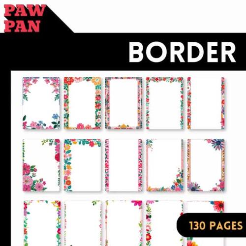 Floral Border Paper | 130 A4 Pages | Printable PDF | Cute Stationery ...