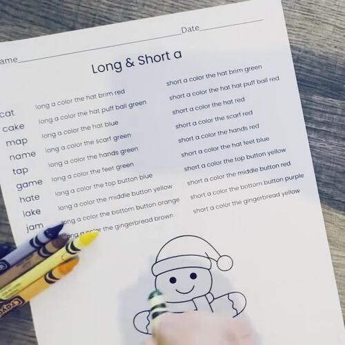 Winter Vowel Phonics Worksheet | CVC & VCE Decodable Activity | Long ...