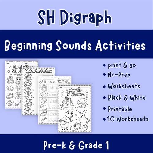 SH Digraph Worksheets Kindergarten Phonics Activities Literacy Centers