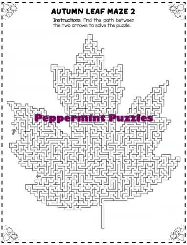Autumn Fall Shaped Mazes by Peppermint Puzzles | TPT