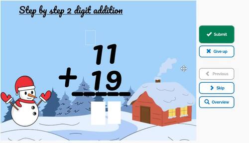 Step by step 2 digit by 2 digit addition Back to school boom card 2023