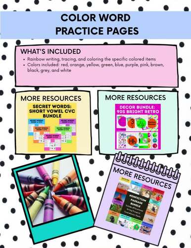 Color Words Printable Practice Page - Rainbow Writing, Tracing, and ...